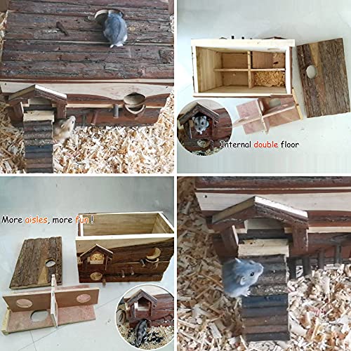 Beaks And Paws B&P Wooden Hamster House Hideout, Hamster Toys for Gerbils, Guinea Pigs, Dwarf Hamster, Small Animal,with Ladders Bridge