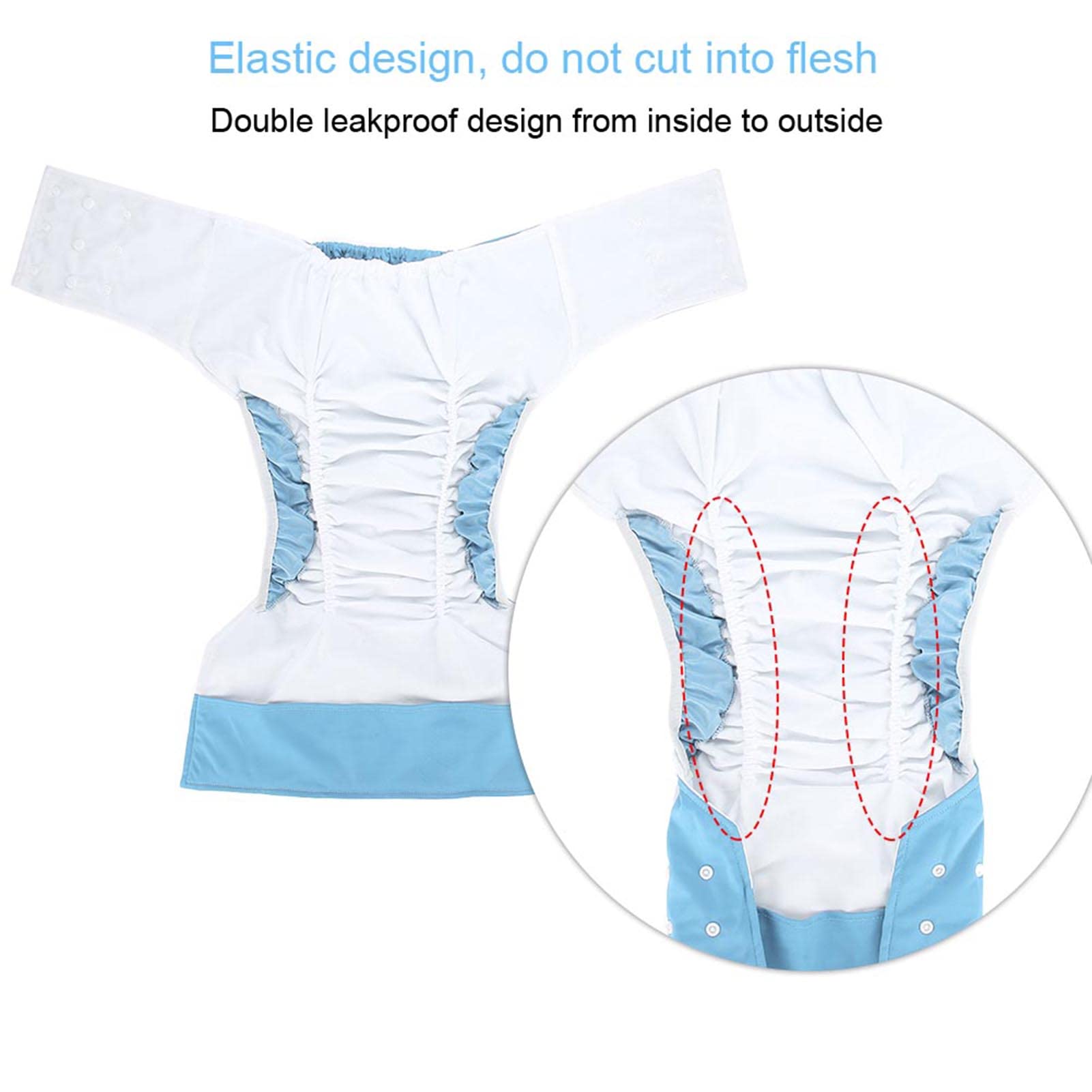 Cloth Diapers for Adults,Adult Pocket Diaper, Fleece Cloth AdjustableNappy Pant Prevent Side Leakage Washable Reusable Diaper Pants for Incontinence Care (Light Blue)