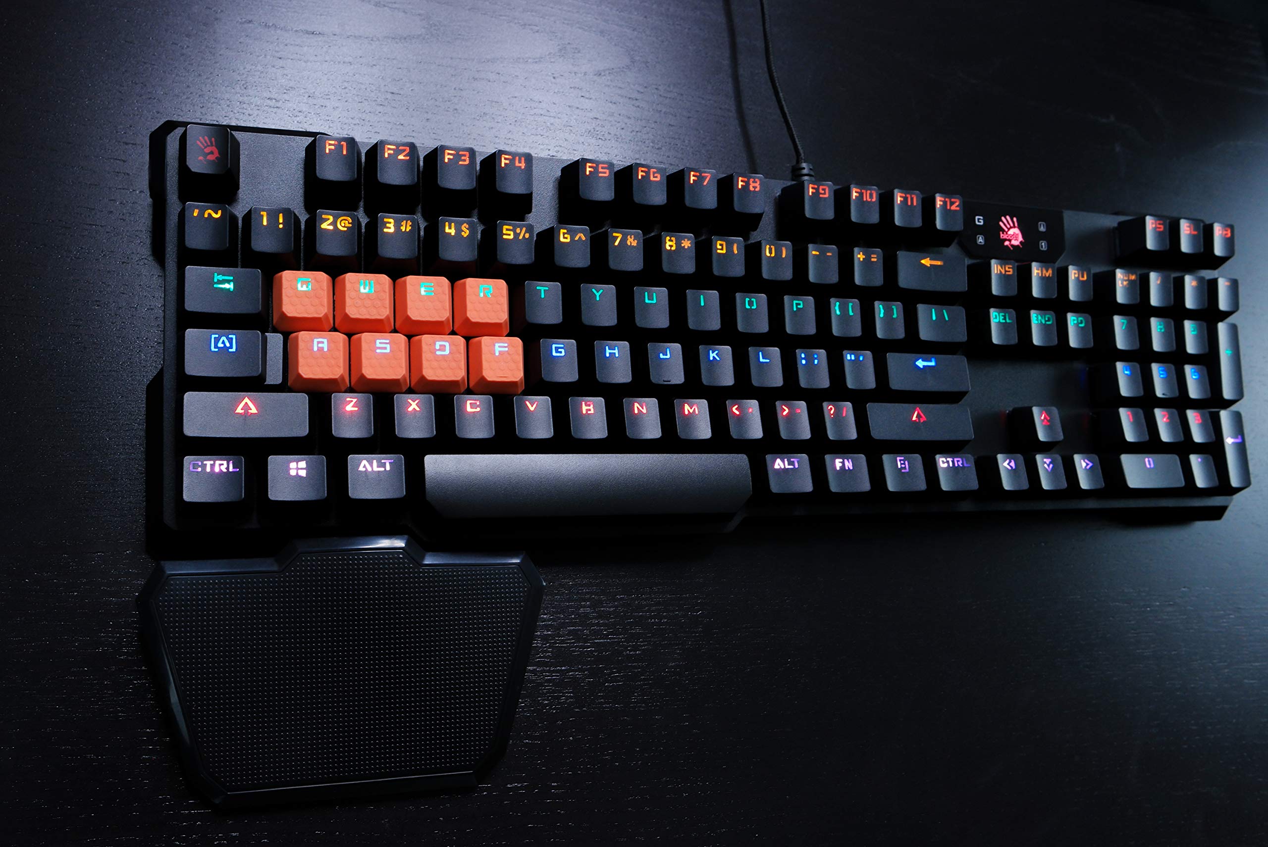 B720 Light Strike Optical Gaming Keyboard (Smooth/Linear) - Comfort Wrist pad - Faster Than Mechanical - 0.2ms Key Response Neon LED Backlit - Water Resistant [LK Black]