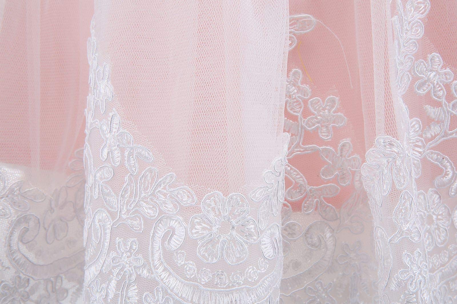 Bow Dream Baby Flower Girl Dresses Lace Bowknot Wedding Pageant Formal Tutu Gown Blush Pink 0-3 Months