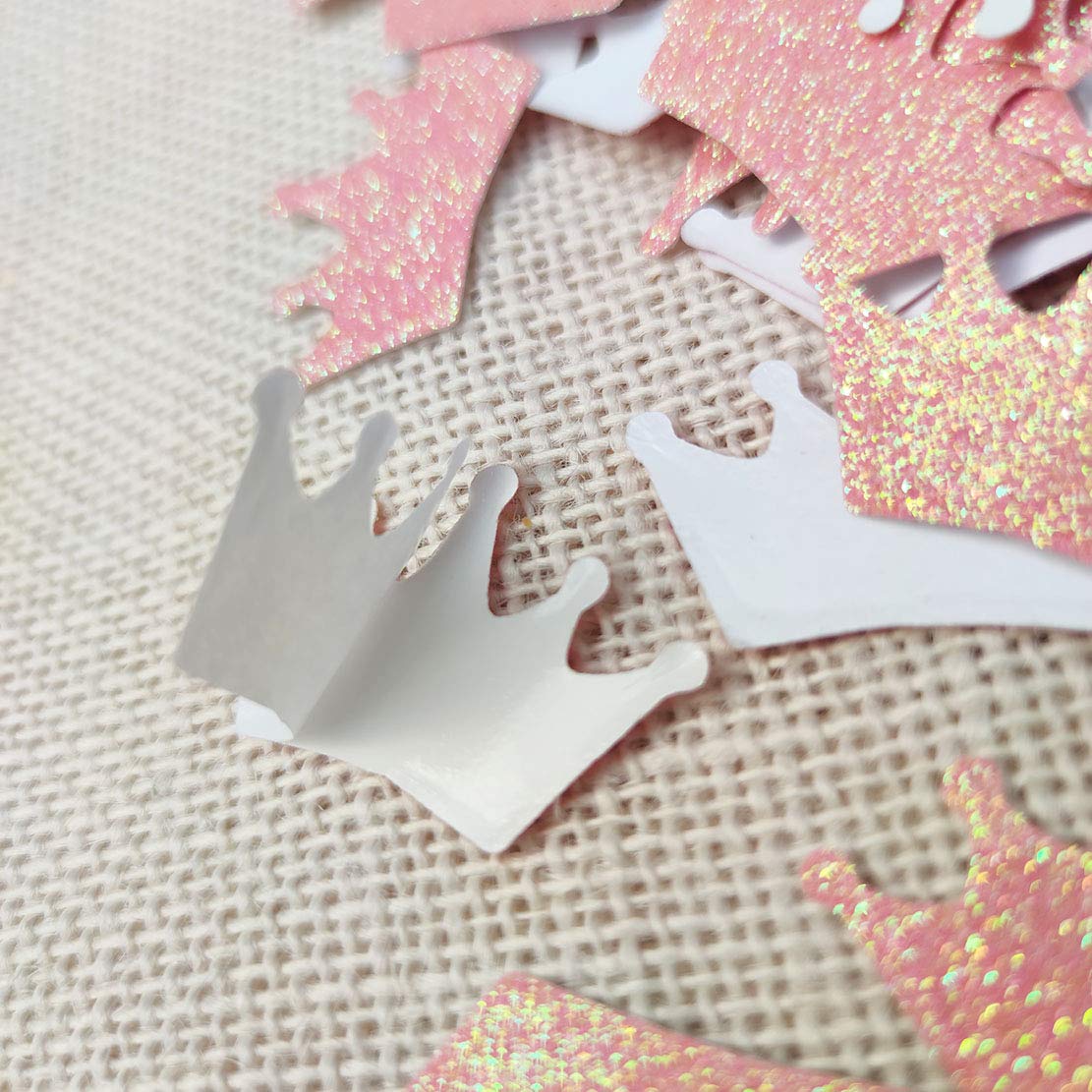 Mybbshower Glitter Pink Tiara Crown Stickers for Princess Birthday Party Envelope Sealing Adhesive Labels for School 1 4/5 Inch Pack of 100