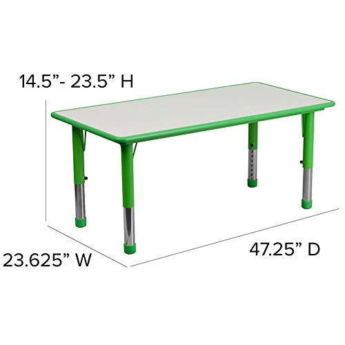 BizChair 23.625" W x 47.25" L Green Plastic Activity Table Set-6 Chairs