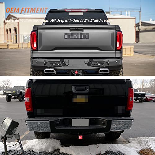 Adiil 2''Size 15-LED Brake Light Trailer Hitch Cover Fit Towing & Hauling,Smoked Lens Tow Hitch Driving & Brake Lamp