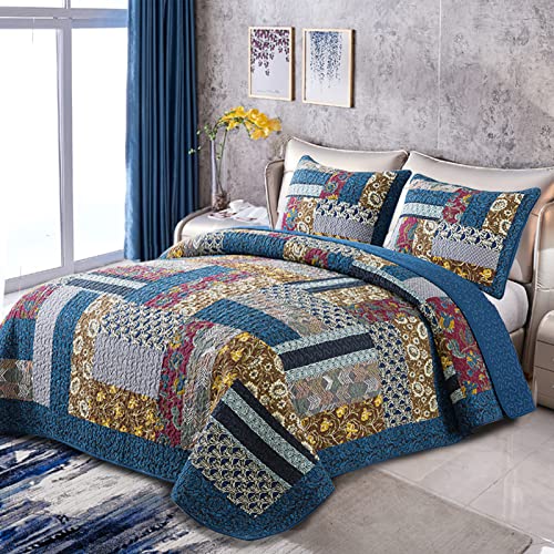 BEDIFANY King Size Quilt, Cotton King Quilt Bedspread Sets,Soft Lightweight Quilted Coverlets Farmhouse Bedding Sets for Bed Decorations for All Seasons 6 Pieces