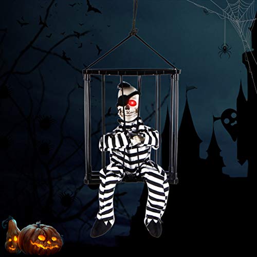 Akabsh Halloween Decoration Series Halloween Skeleton Prisoner Horror Decoration, with Light and Sound Functions