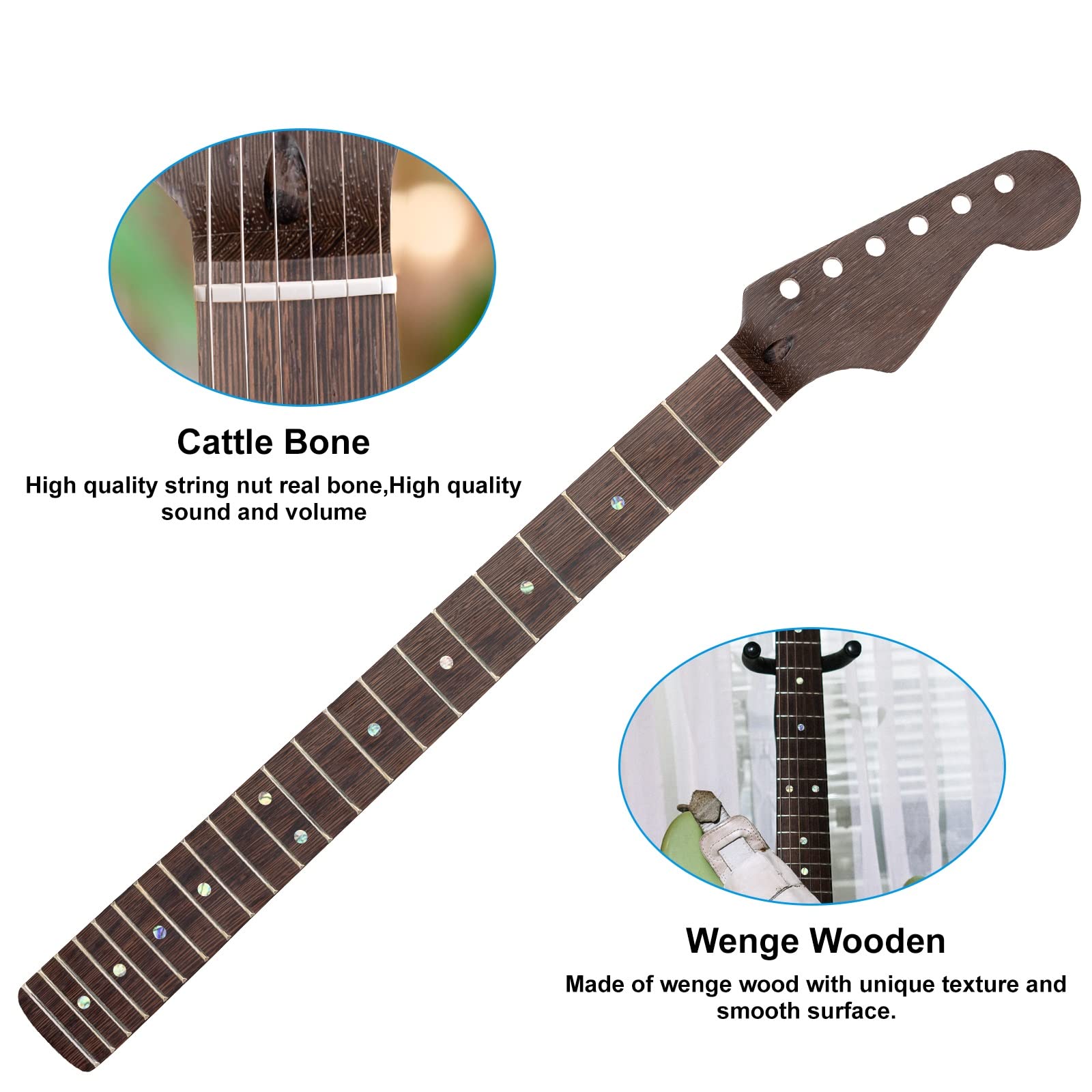 22 Fret ST Wenge Electric Guitar Neck for ST Style Guitar DIY Parts Replacement