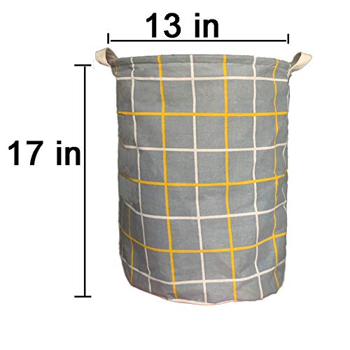 JinQiTian 2 Packs Thickened Laundry Hampers with Durable Handles, Drawstring Waterproof Round Cotton Linen, Freestanding Collapsible Storage Laundry Basket for Toy Clothing Collection 17β13β