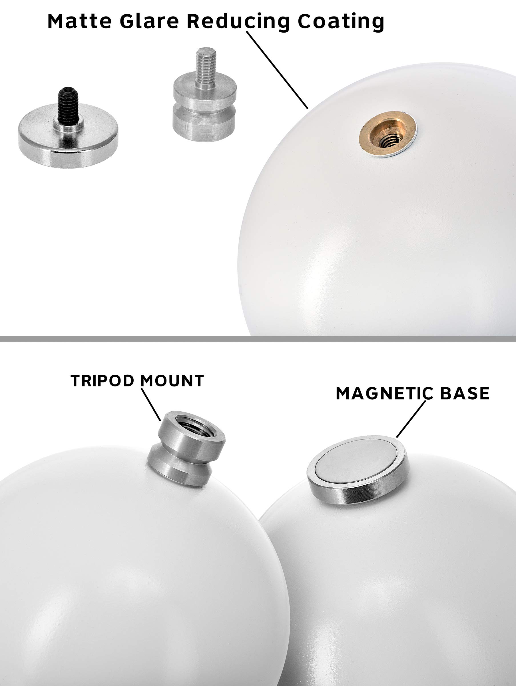AdirPro 6 Scanning Spheres 145mm Diameter with Magnetic Base - Great for Surveying - Carry Case Included