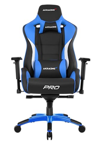 AKRacing Masters Series Pro Luxury XL Gaming Chair with High Backrest, Recliner, Swivel, Tilt, 4D Armrests, Rocker & Seat Height Adjustment Mechanisms, 5/10 Warranty,Blue - AK-PRO-BL