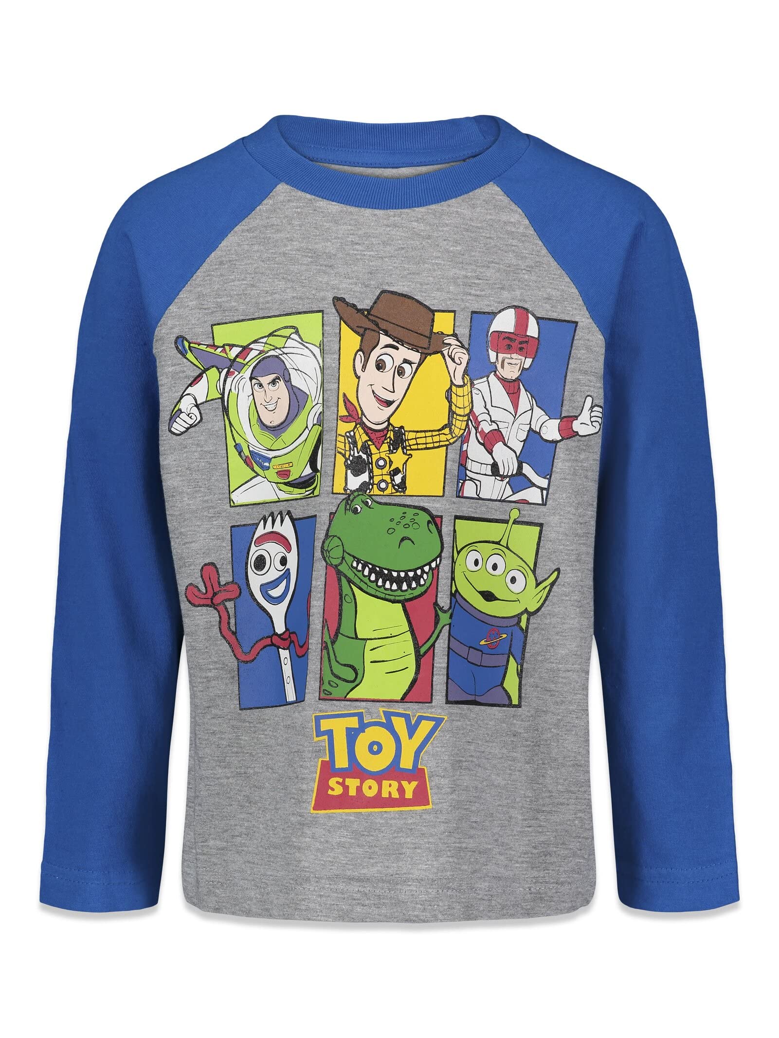 Disney Pixar Toy Story Woody Buzz Lightyear Forky Toddler Boys 2 Pack Long Sleeve T-Shirts Red/Gray/Blue 3T