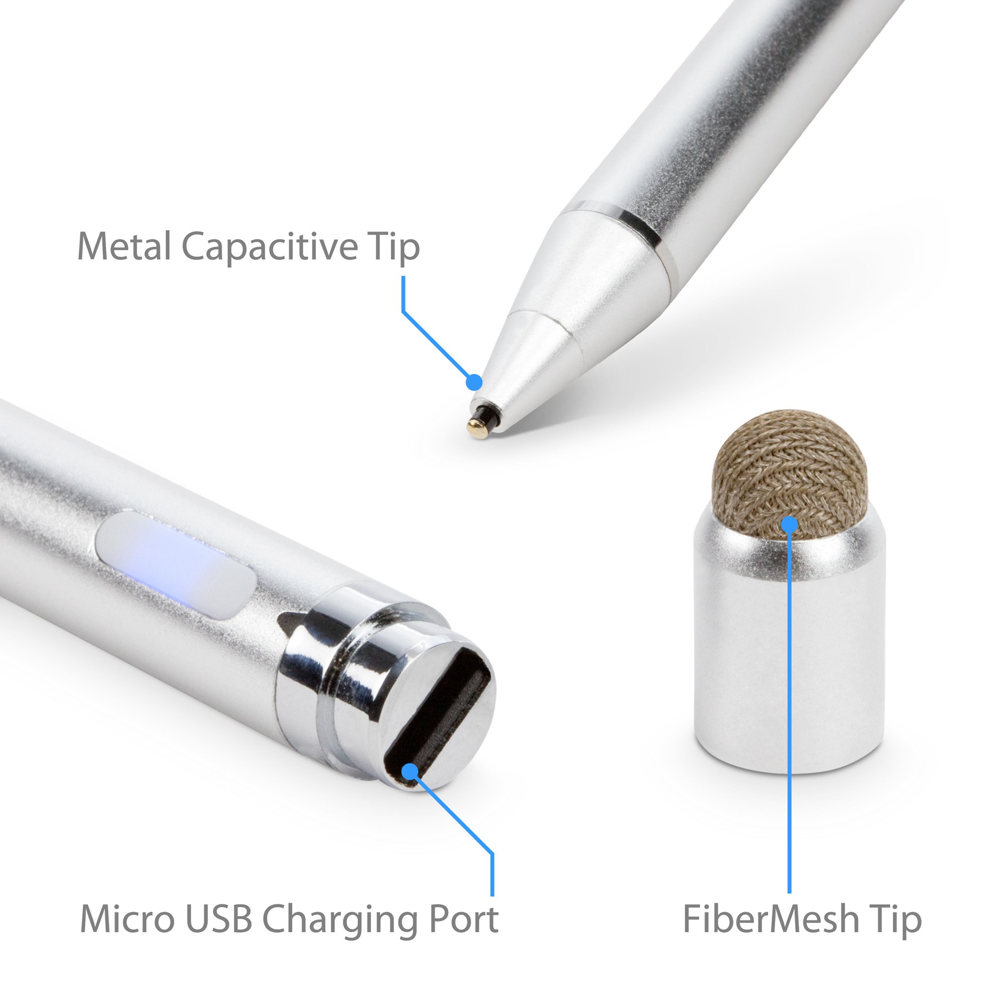 BoxWave Stylus Pen Compatible with Nintendo Switch - AccuPoint Active Stylus, Electronic Stylus with Ultra Fine Tip for Nintendo Switch - Metallic Silver