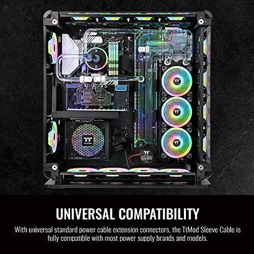 Thermaltake TtMod Sleeve Extension Power Supply Cable Kit, ATX/EPS/8-pin PCI-E/6-pin PCI-E with Combs-Black, AC-052-CN1NAN-A3