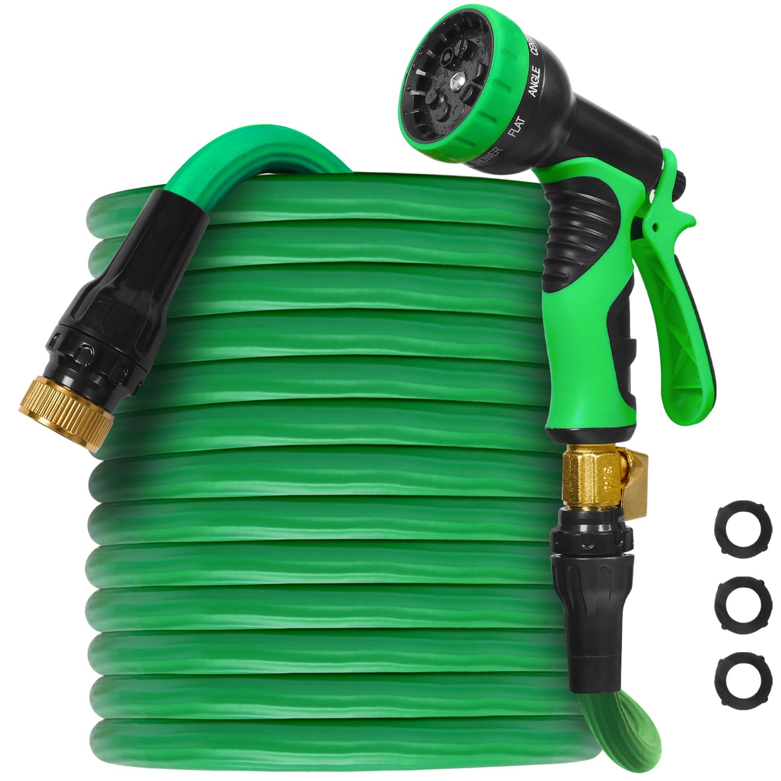 25ft Garden Hose Expandable Water Hose with 4 Layer Latex Core & 3/4 inch Solid Brass Fittings, Flexible Lightweight Water Hose Pipe, Lightweight & No-Kink Flexible Hose for Yard Washing