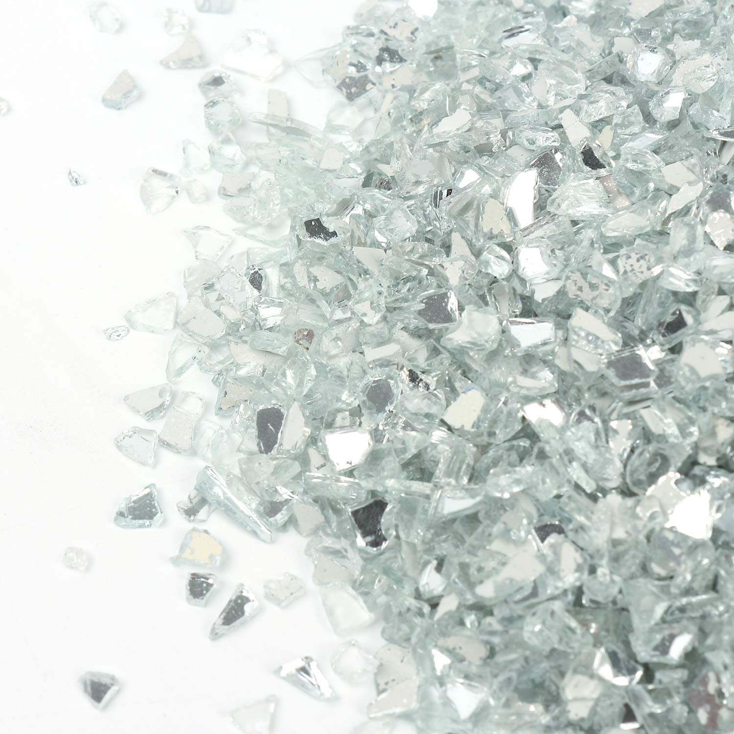 Alan Stone High Luster Reflective Fire Glass Gravel,Fire Gems,Fire Drops,Fire Glass Pebbles Stones Beads Chips for Fire Pit Fish Tank Aquarium Garden,3-6mm 305g/0.67lb (Mirror)