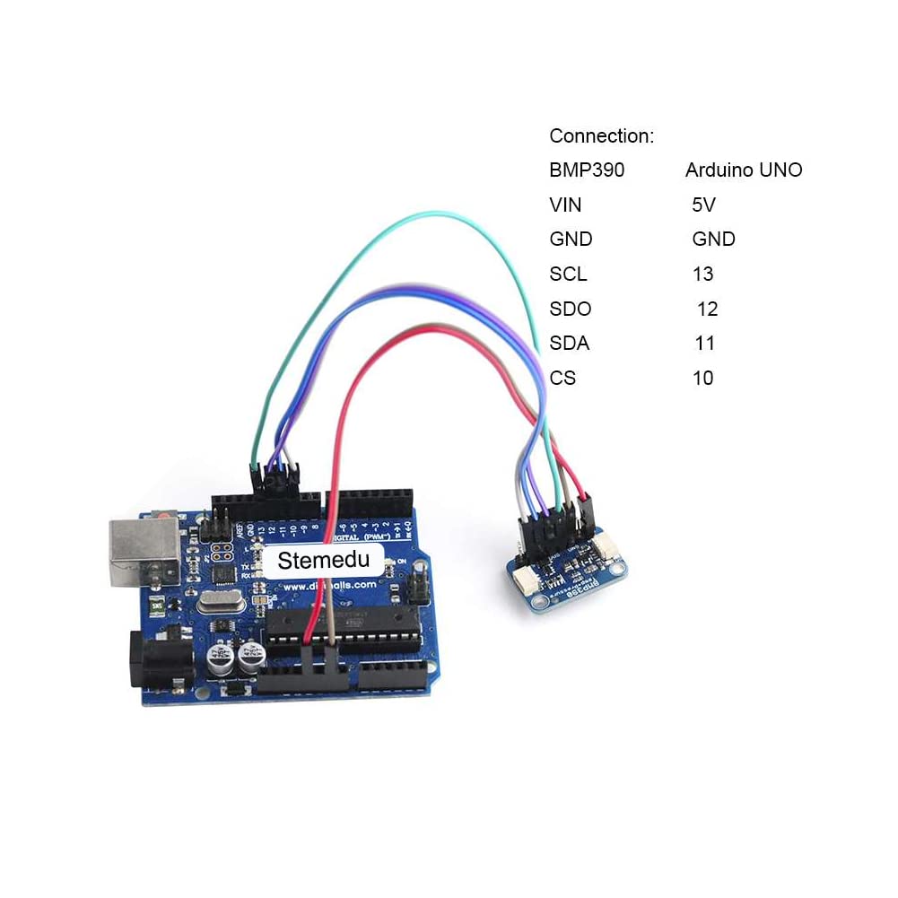 Stemedu BMP390 Precision Barometric Airs Pressure Transducer Altimeter Sensor for Arduino, Low Noise, Fast Conversion time