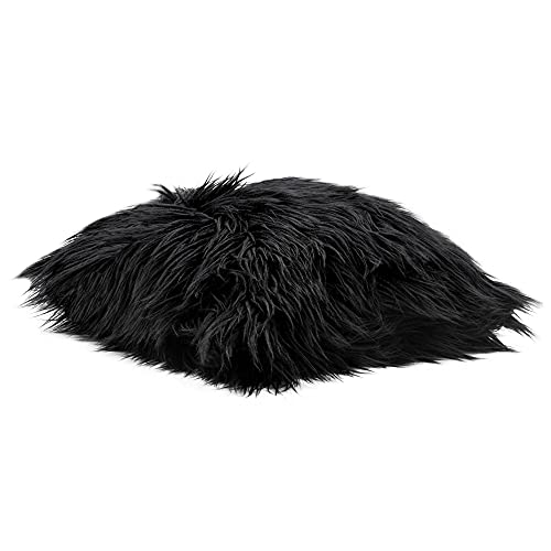 Diamond Sofa Dual-Sided Faux Fur Square Accent Pillow in Black Ombre - 18"