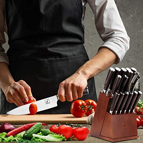 Knife Set, imarku 16-Piece Premium Kitchen Knife Set, Ultra Sharp Japanese Stainless Steel Knife Set with Block and Knife Sharpener, All-in-one Practical Knives Set for Kitchen, Father Day Gifts