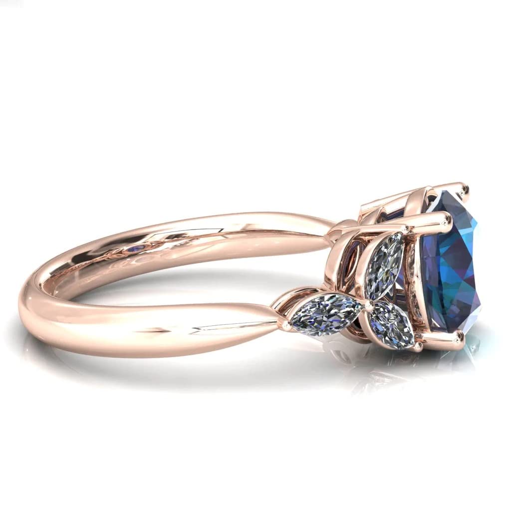 3.20Ctw Round Cut Alexandrite Simulated Diamond Unique Women's Engagement Ring 14K Rose Gold Plated (6.5)