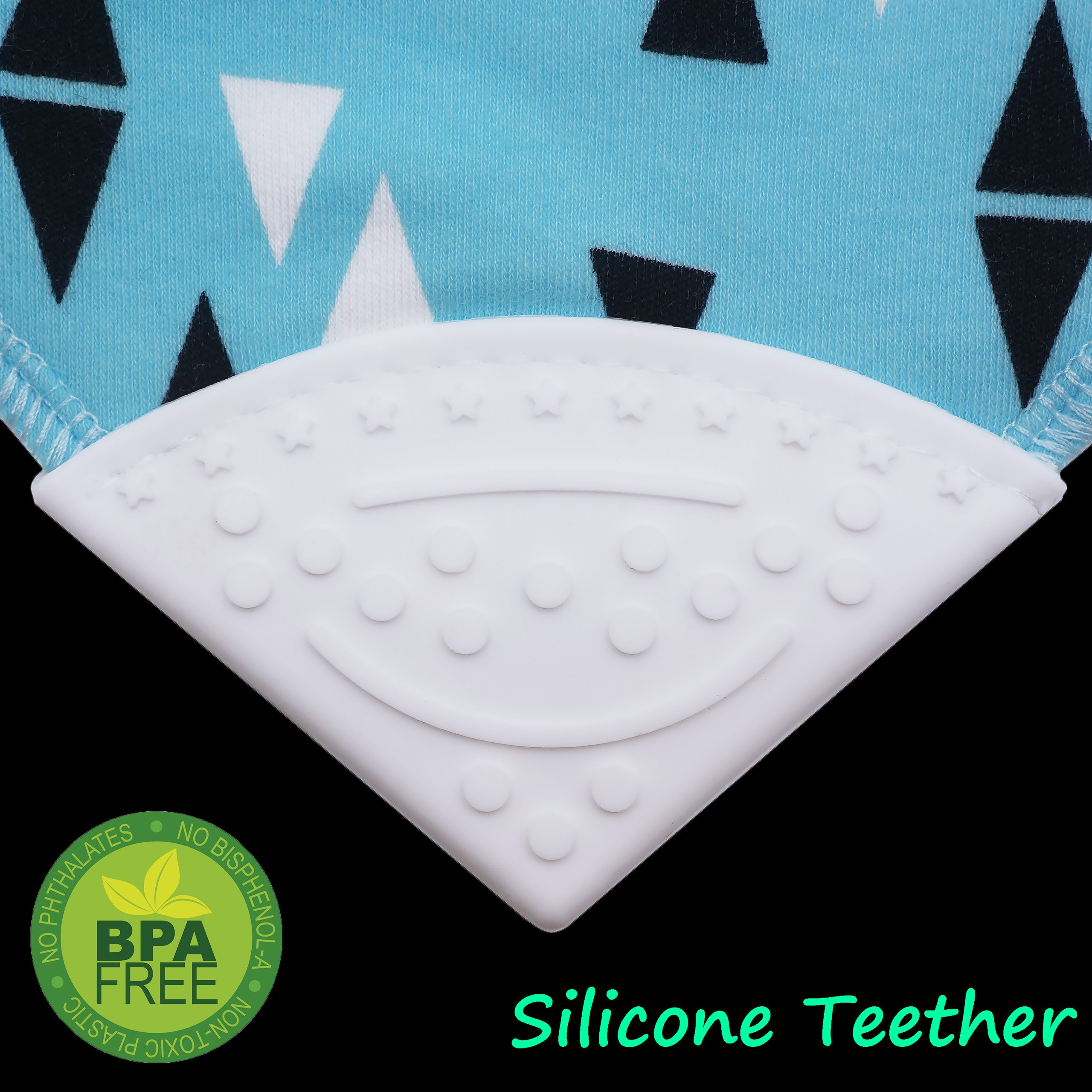 Baby & Toddler Bandana Teething Bib with BPA-Free Silicone Teether and Adjustable Snap for Boys and Girls, (5-Pack)