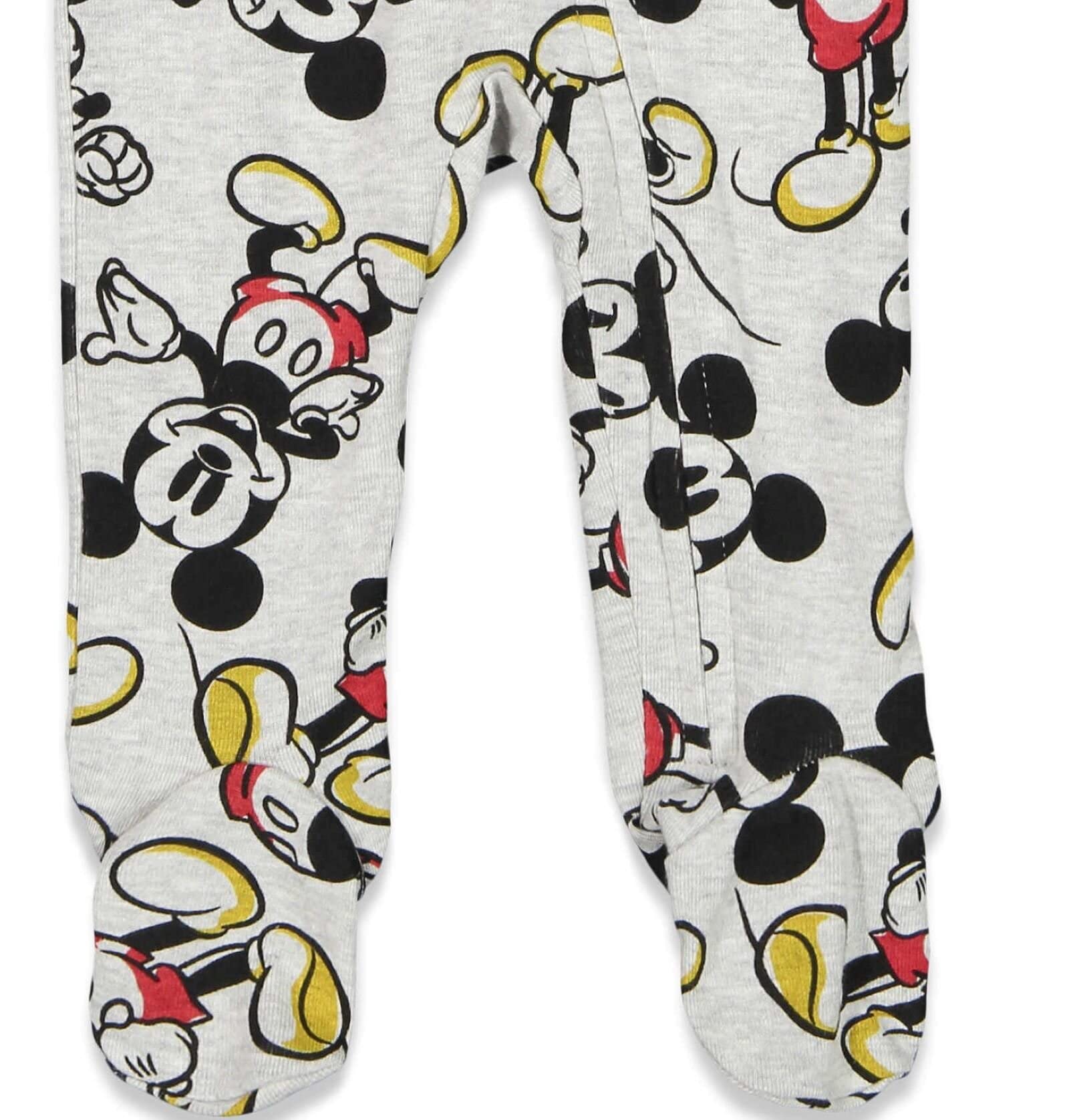 Disney Mickey Mouse Infant Baby Boys Zip-Up Long Sleeve Sleep N' Play Coverall Red & Gray 12 Months