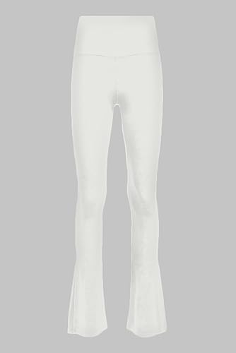 Aleumdr Women's Flared Leggings Yoga Pants Bell Bootcut Bottom Split Leg 2023 Fashion Trendy Bootleg High Waisted Long Wide Leg Workout Trousers White