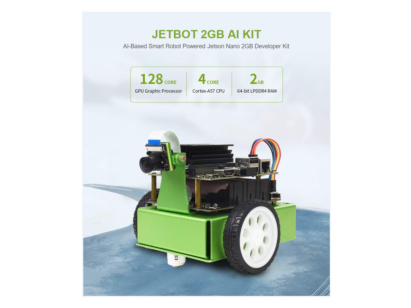 JetBot 2GB AI Kit Accessories AI-Based Smart Robot Compatible with NVIDIA Jetson Nano 2GB Developer Kit (Doesn't Include 2GB Nano)