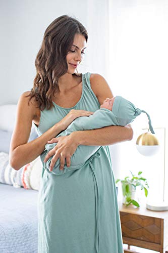 Baby Be Mine 3 in 1 Labor/Delivery/Nursing Hospital Gown and Matching Swaddle Set (Sage, S/M pre preg 2-12)