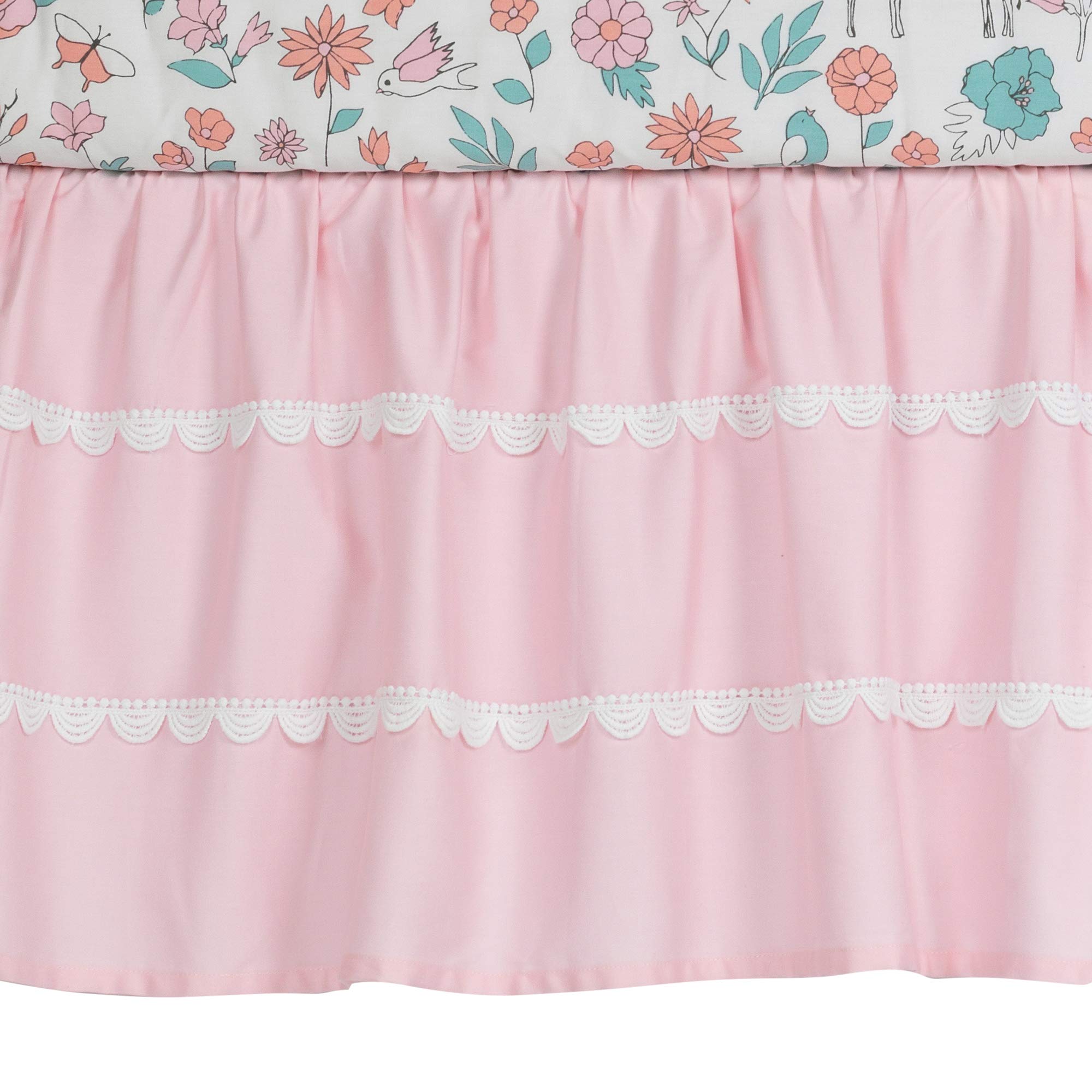 Lambs & Ivy Giraffe and a Half Pink/Gray 4-Piece Nursery Baby Crib Bedding Set