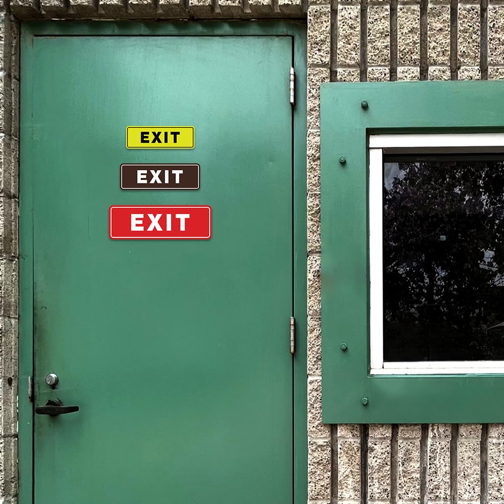 All Quality Standard Exit Wall or Door Sign | Durable Plastic and Easy Installation | Double-Sided Foam Adhesive Tape - Silver - Large (1 Pack)