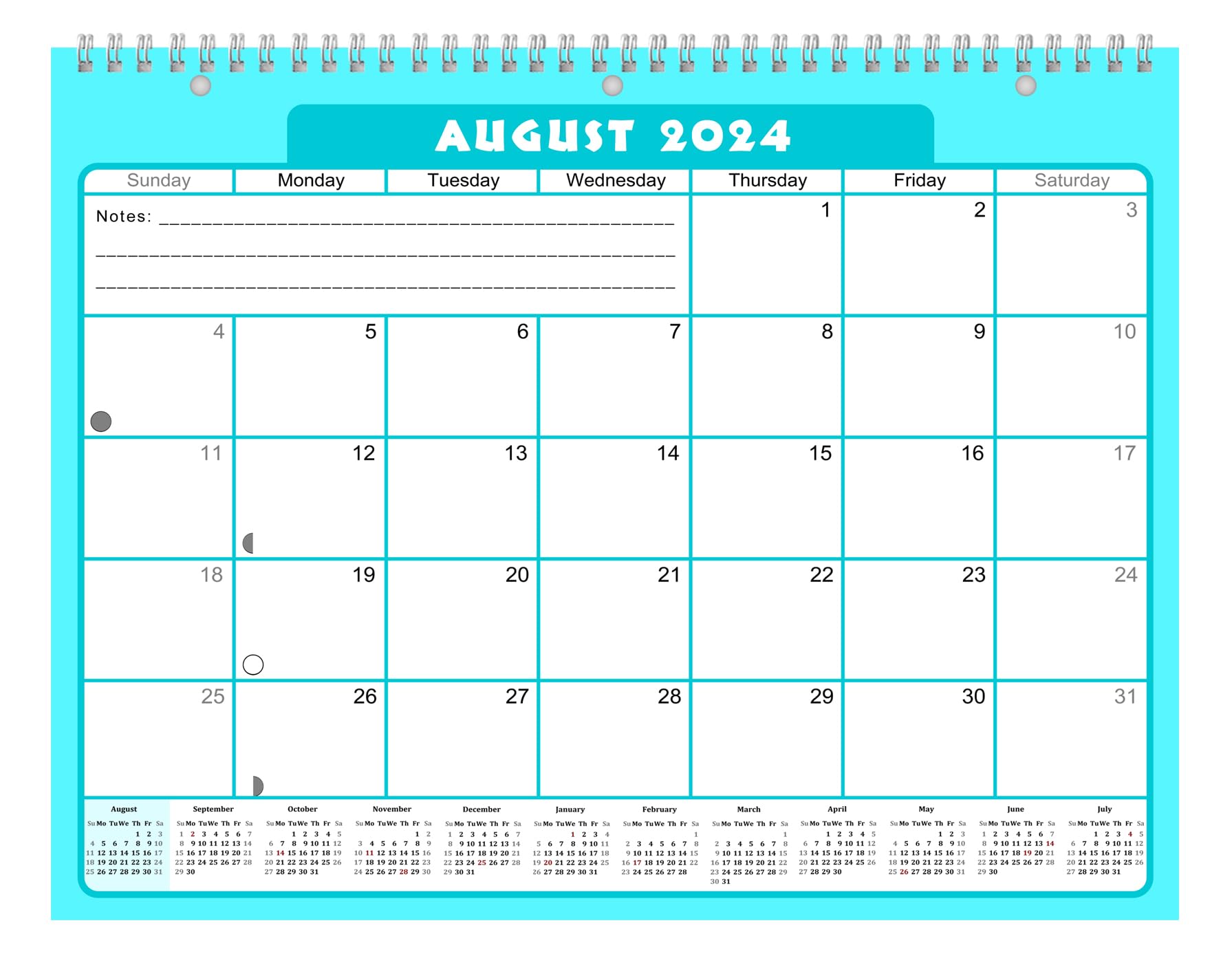 2024-2025 Academic Year 12 Months Student Calendar/Planner for Wall & Desk & 3-Ring Binder, for School, Teacher, Student (Edition #006)