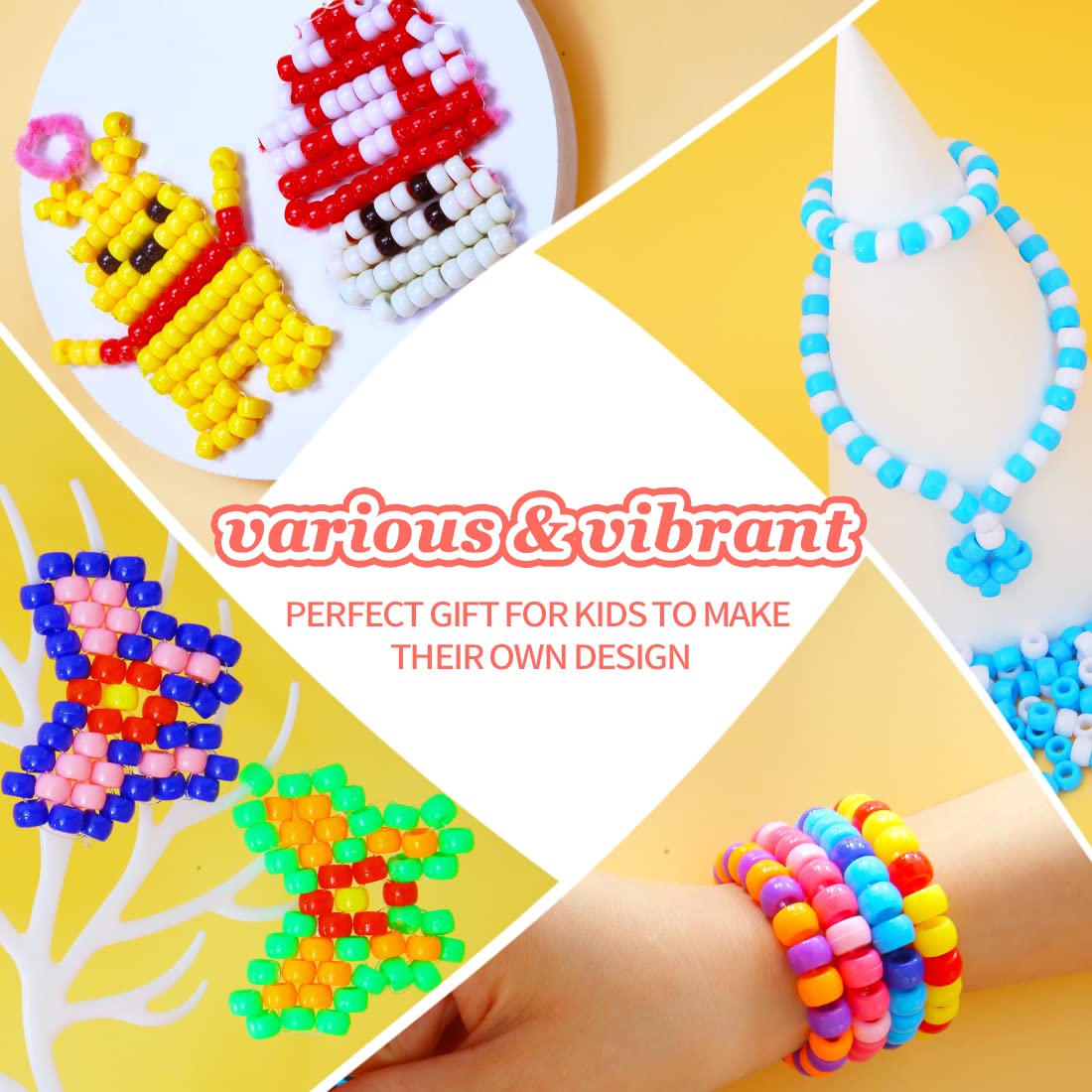 200 multi-color pipe cleaners+1000 multi-color pony beads bundle, pony beads, pipe cleaners, arts and crafts, jewelry making.