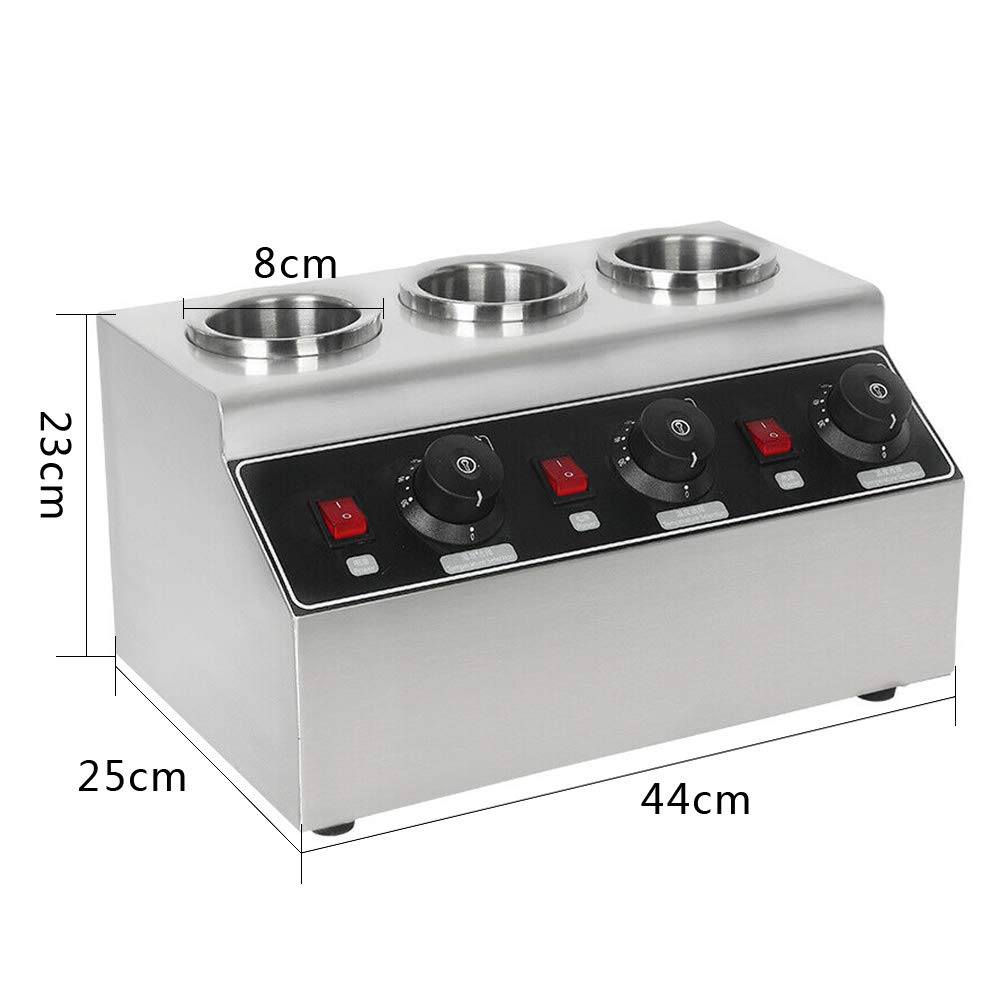 Electric Food Sauce Warmer Heater,Jam Heat Preservation Machine, Multifunction Topping Fondue Warmer, Cheese Dispenser with 3 Squeeze Sauce Bottles 240W