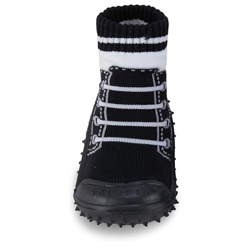Baby Boys Slippers - Baby First Walking Non Skid Slipper Socks - Premium & Comfortable Toddler House Slippers, Kids Essentials - Black Shoe - 18 M