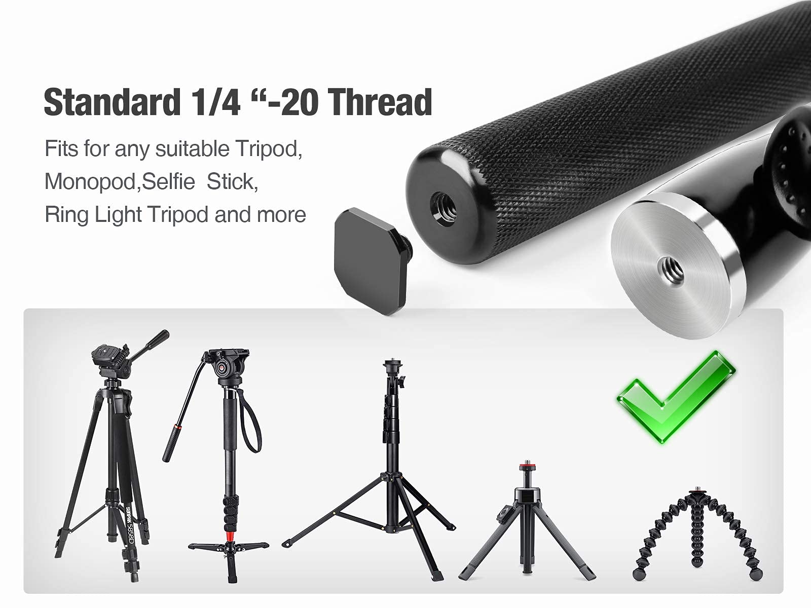 Elitehood 360 Rotatable iPad Holder, Universal Tablet Tripod Mount for 9.5-14.5' Tablets, iPad Pro, Air, & More, Compatible with 1/4'-20 Thread Tripods, Monopods, & Selfie Sticks