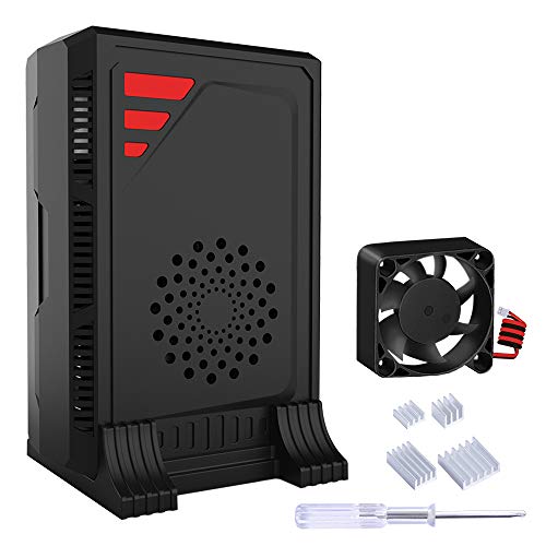 GeeekPi Raspberry Pi 4 Case, Raspberry Pi Case with Cooling Fan 40X40X10mm and 4pcs Raspberry Pi 4 Heatsink for Raspberry Pi 4 Model B