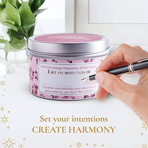 MAGNIFICENT101 Flower Intention Smudge Candle for House Energy Cleansing, Banishes Negative Energy I Purification and Chakra Healing - Natural Soy Wax Tin Candle 6oz (Peony)