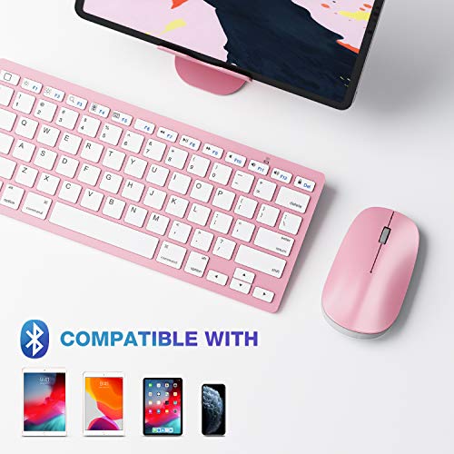 Bluetooth Keyboard and Mouse for Mac, OMOTON Ultra-Slim Keyboard and Mouse Combo, Wireless Keyboard and Mouse for MacOS, MacBook Pro/Air, iMac, Mac Mini, Laptop and PC (Rose Gold)