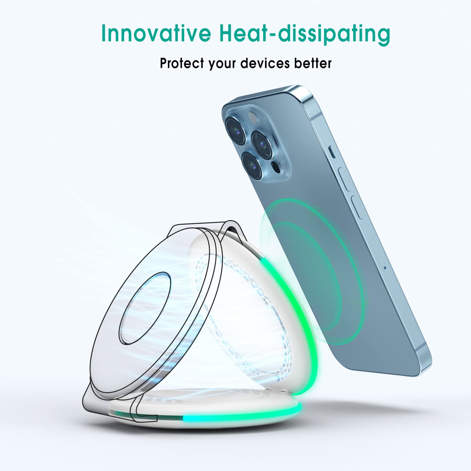 3 in 1 Wireless Charging Station for Travel, Foldable Magnetic Wireless Charging Pad for Multilple Devices, Compatible with iPhone 14 Pro/13/SE/12/11 Series, iWatch, AirPods Pro