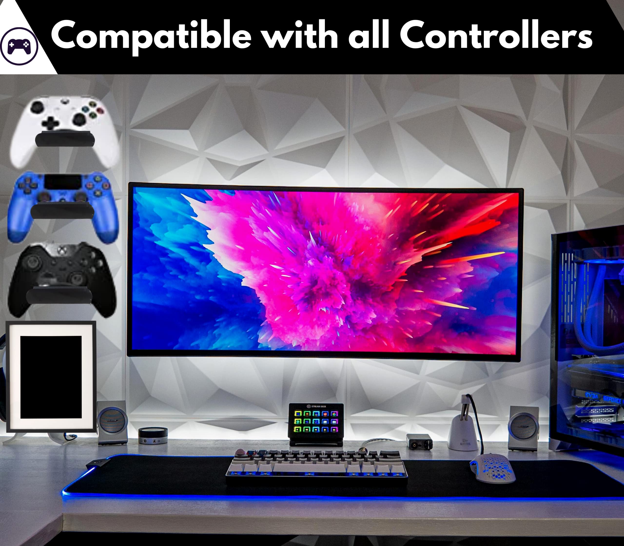 Alnoor USA Gaming Controller Holder, Game Controller Headset Stand Bracket for Xbox Series X S/Xbox one / PS5 / PS4 / NS/PC/Headset