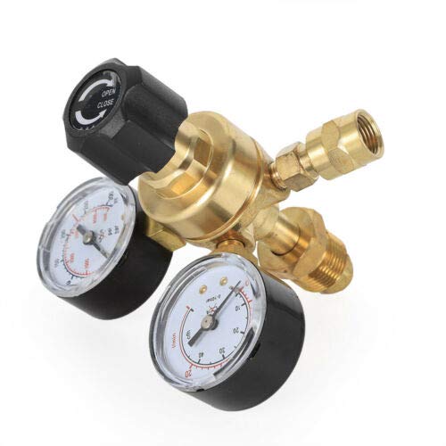Argon CO2 Flow Meter Regulator Gauge, Gas CGA580 Welding Welder, Tig MIG Welding Accessory Regulator Gauge, Pressure Control Fitting ARG/CO2 Gauge Miller Mig Tig, Brass Regulator Body (without Hose)