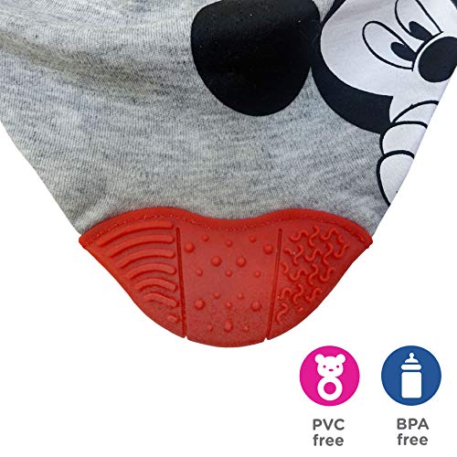 Disney Neat Solutions Mickey Mouse 3 Pack Infant Scarf Bib with Teether, Grey Heather