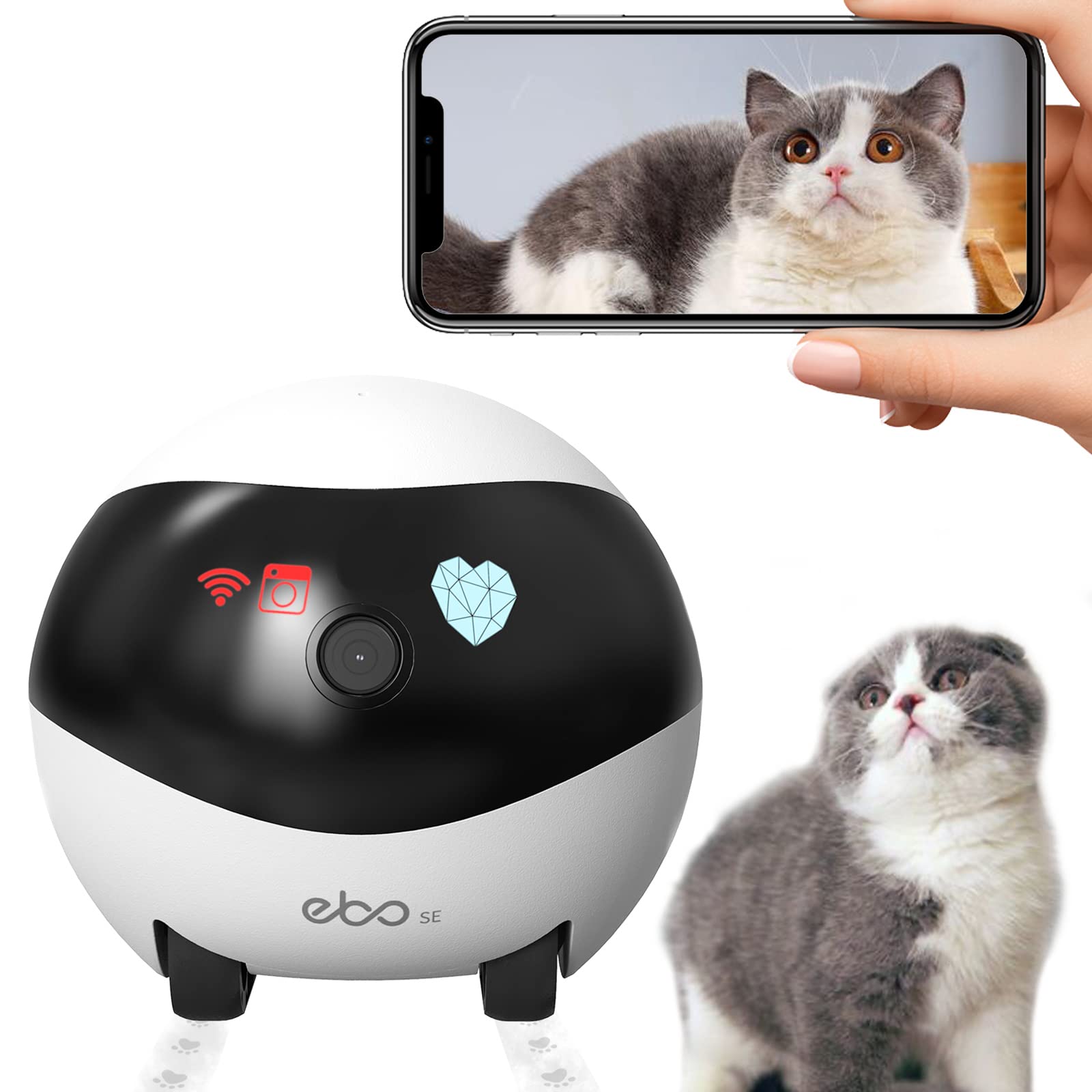Truwelby Enabot Ebo SE Moving Home Security Camera, Indoor Pet Robot 1080P, with 2 Way Audio, Night Vision, Auto-Cruise, Self-Charging, Motion Detection IP Cam