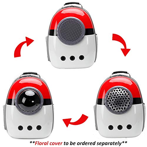 Expandable Cat Carrier Backpack Bubble, Space Capsule Bubble Pet Travel Carrier for Small Dog, Pet Hiking Traveling Backpack (Pokemon, Expandable Backpack - Solid Hard)