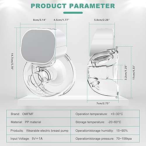 OMFMF Wearable Breast Pump,Quiet & Hands-Free,Portable,in-Bra Double Electric Breast Pump,Pain Free Strong Breastfeeding Pump Strong Suction 2 Pack(Gray)