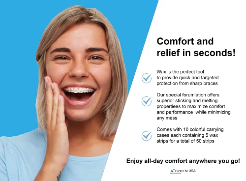 Braces Wax - 10 Pack for Dental Aligners, Unscented & Flavorless - Includes Reusable Travel Case - Food Grade