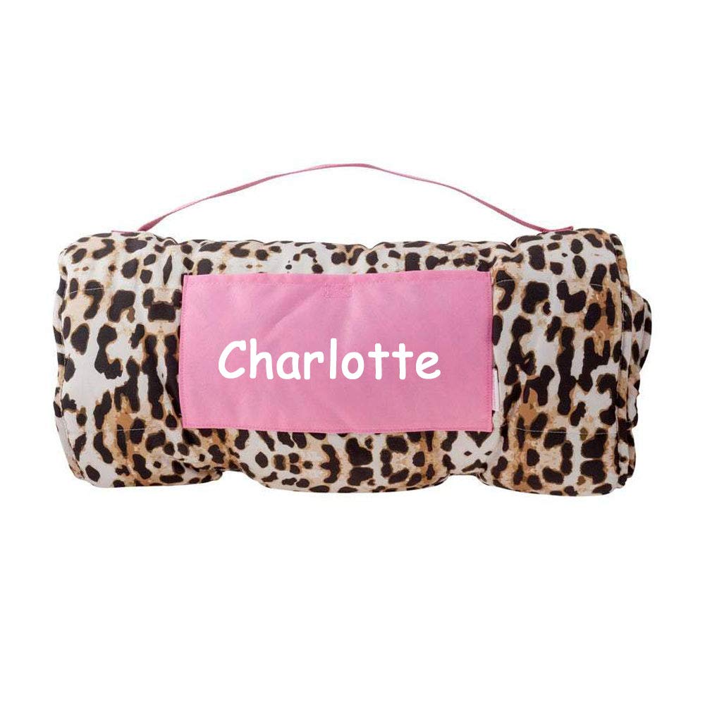 Personalized Stephen Joseph All Over Leopard Print with Pink Details Child Nap Mat with Custom Name