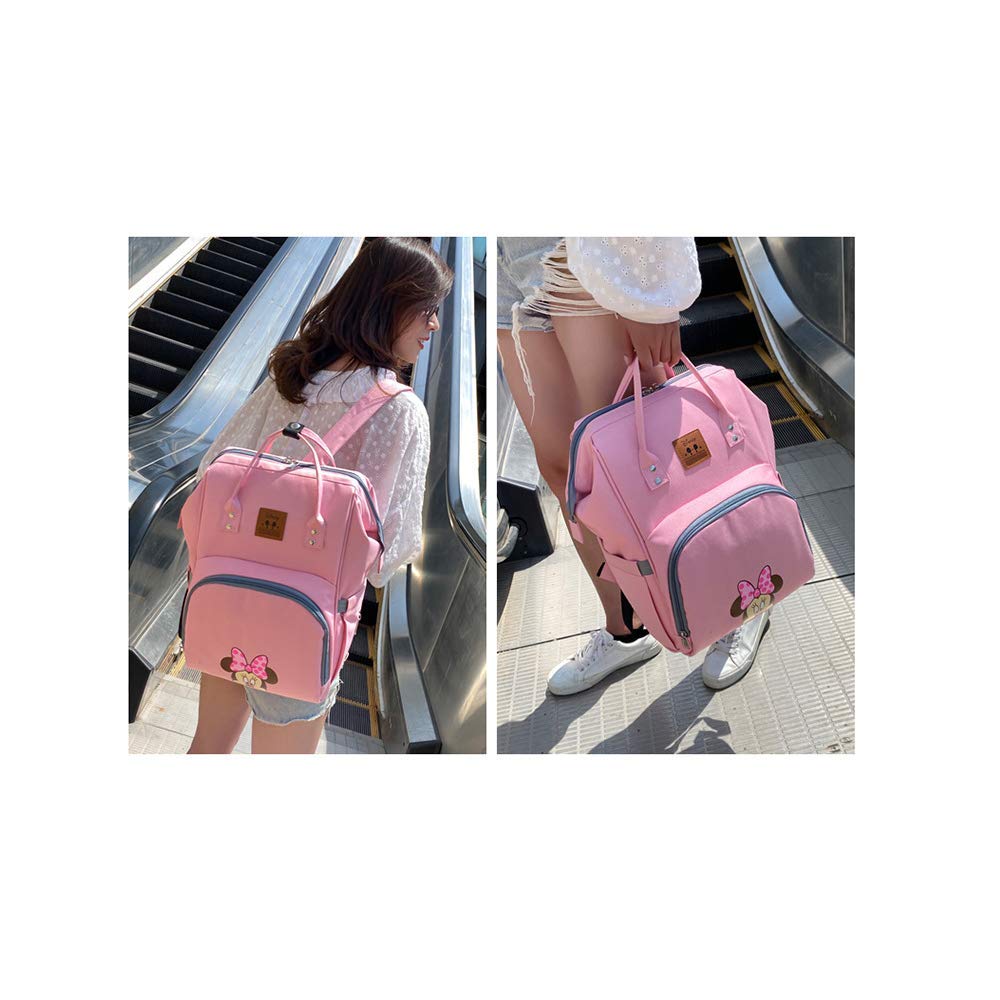 OMGA Mummy Mickey Mouse Diaper Bag Oxford Stylish Nappy Bags With Multi-Function for Baby (pink)