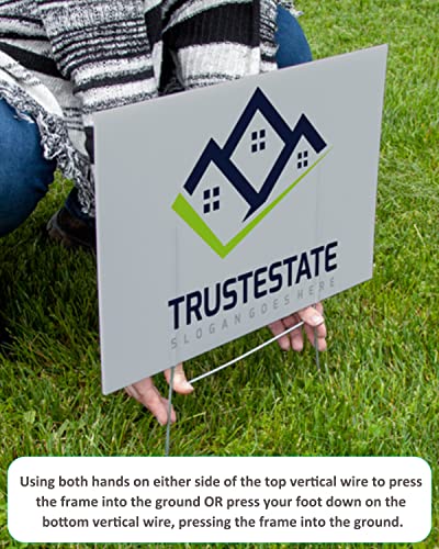 5 Pack Yard Sign Stakes Metal,18'' x 7'' H Frames Yard Stakes for Signs silver