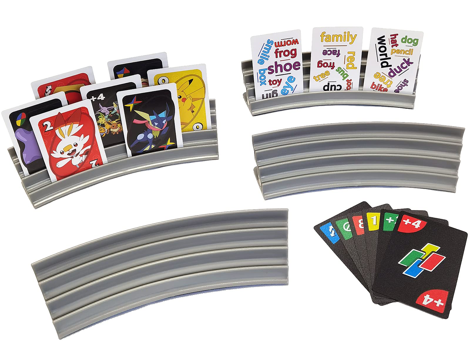 BRADYS HOUSE - Extendable Plastic Playing Card Holder Set of 4 (Grey), Card Holders for Card Games