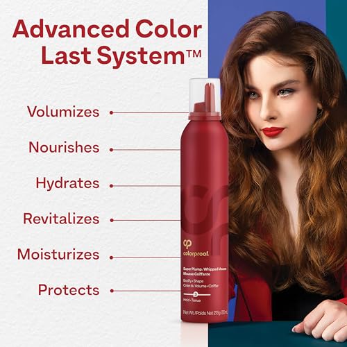 Colorproof Super Plump Whipped Bodifying Hair Mousse 7.5 Fl. Oz. Color-ProtectingMousse for Hair Volume, White Nectarine, Peony & Citrus Scent